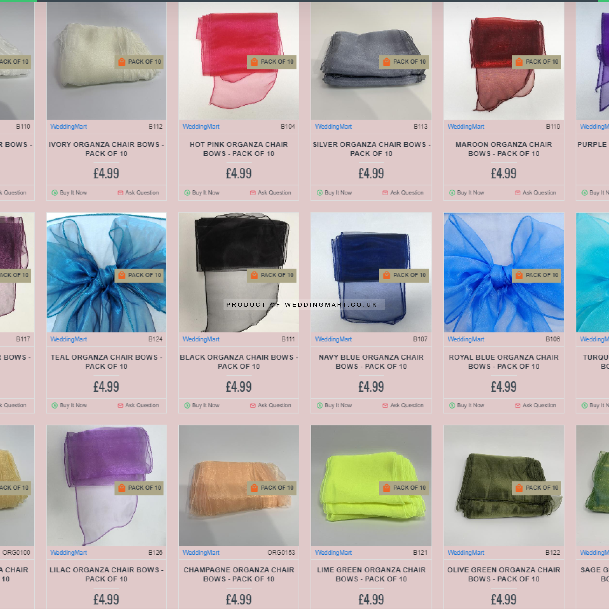 Buy Premium Quality Organza Sash Sample | WeddingMart - Wholesale ...