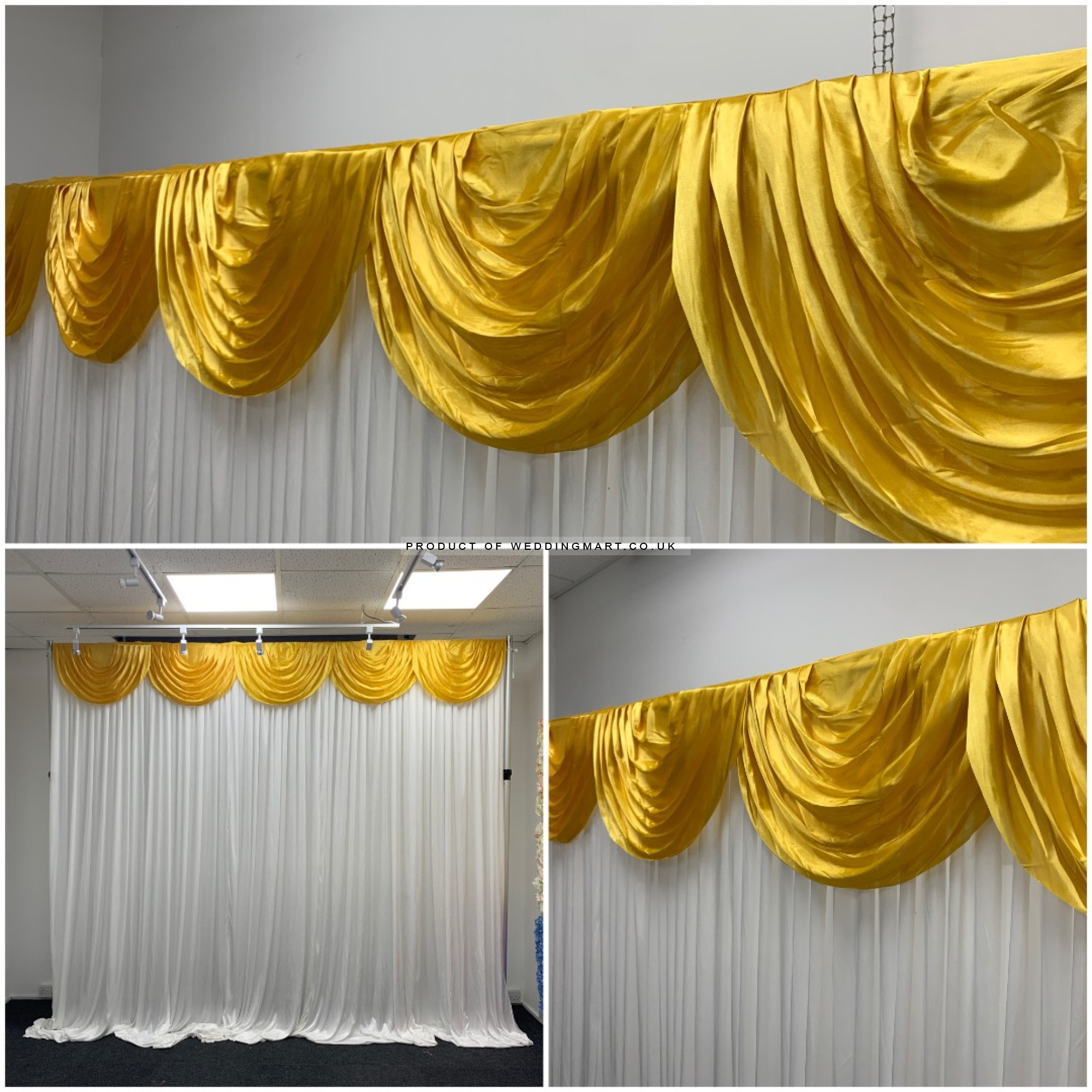 Buy Premium Quality 3M Detachable Silk Backdrop Swag - Gold ...