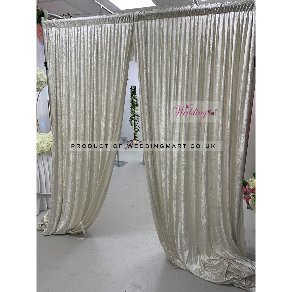 1m (w) x 4m (h) Velvet Backdrop Overlay Panel - Ivory | WeddingMart