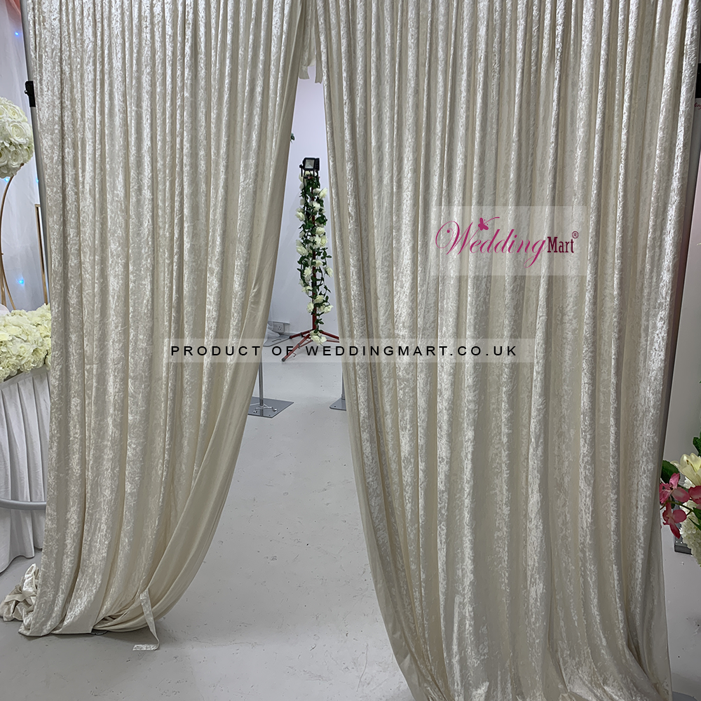 1m (w) x 4m (h) Velvet Backdrop Overlay Panel - Ivory | WeddingMart