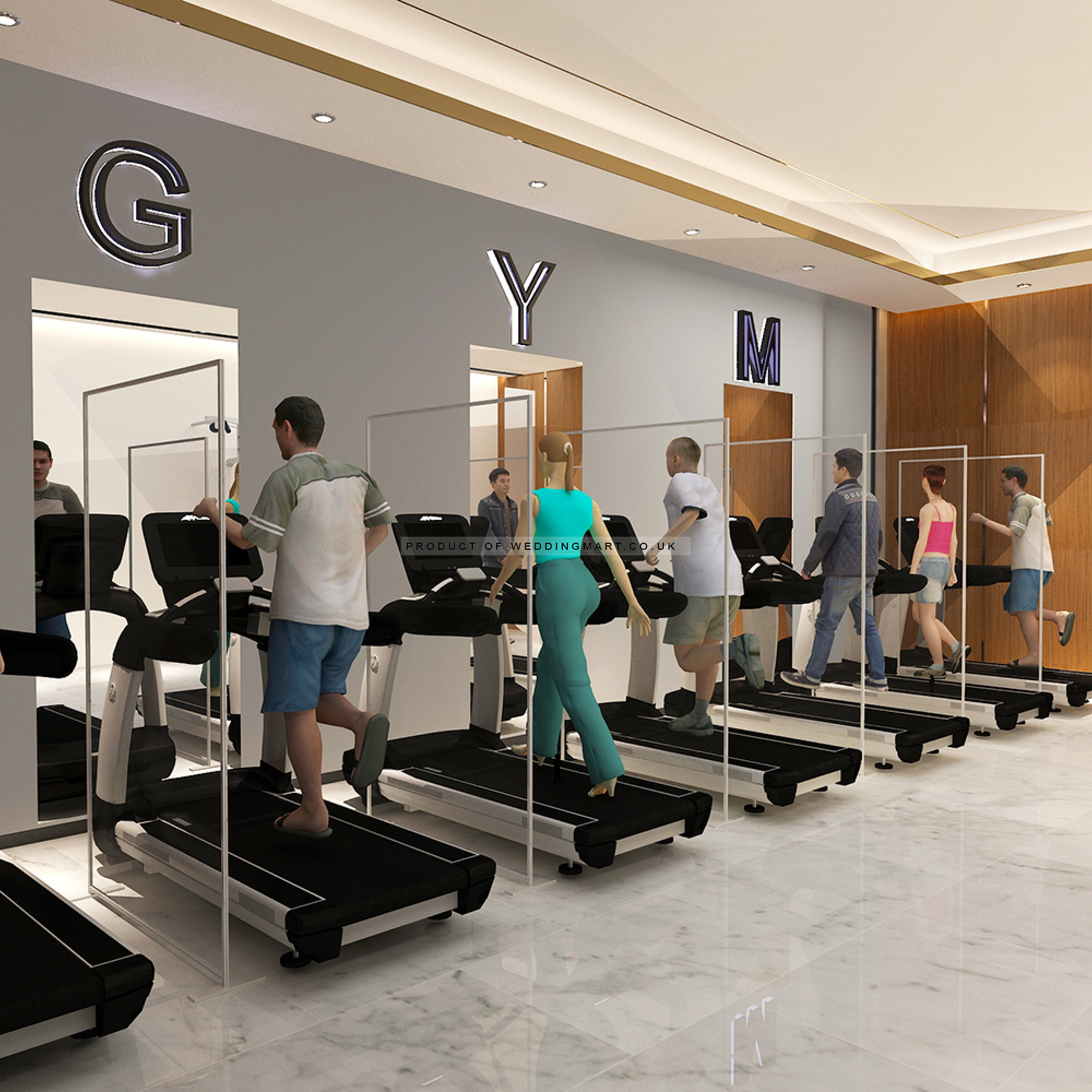 Free Standing Partition Perspex Screen for Gyms and Fitness Centres