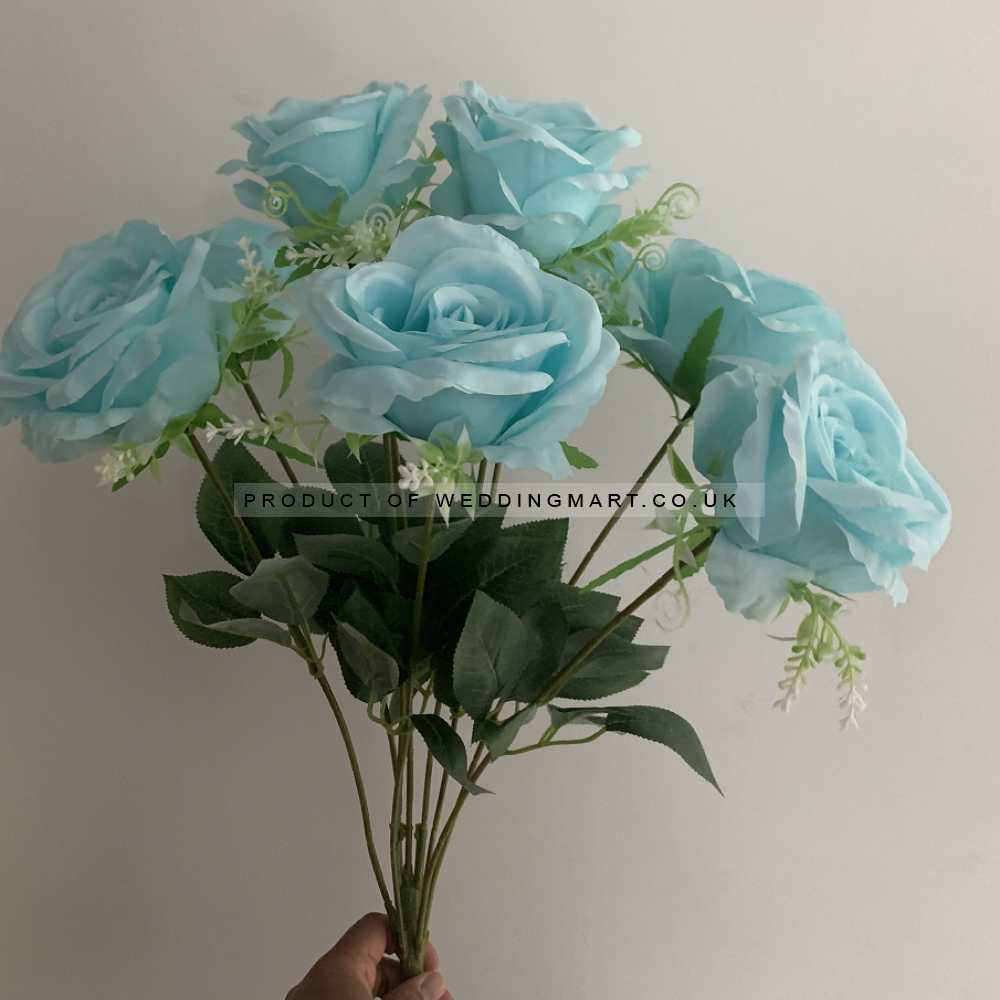 9 Heads Premium Artificial Blue Rose Bouquet | Wholesale and Bulk ...