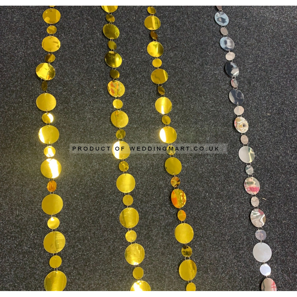 3m Mirror Beaded Garland String - Gold | WeddingMart