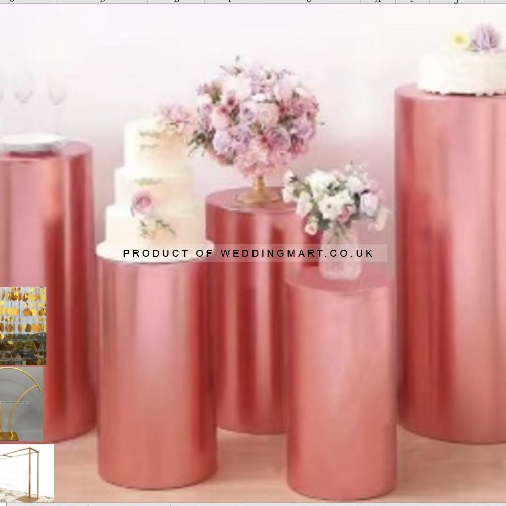 Buy Premium Quality Round Metal Rose Gold Cylinder Display Plinth ...
